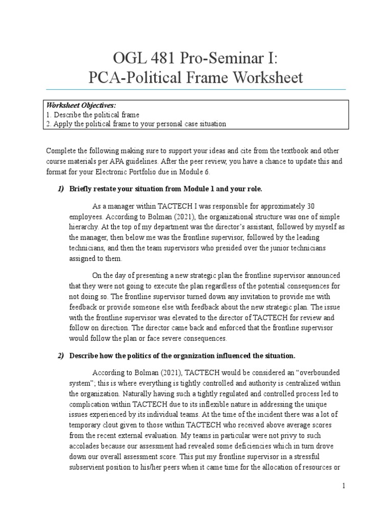 Political Frame Worksheet 4 | PDF