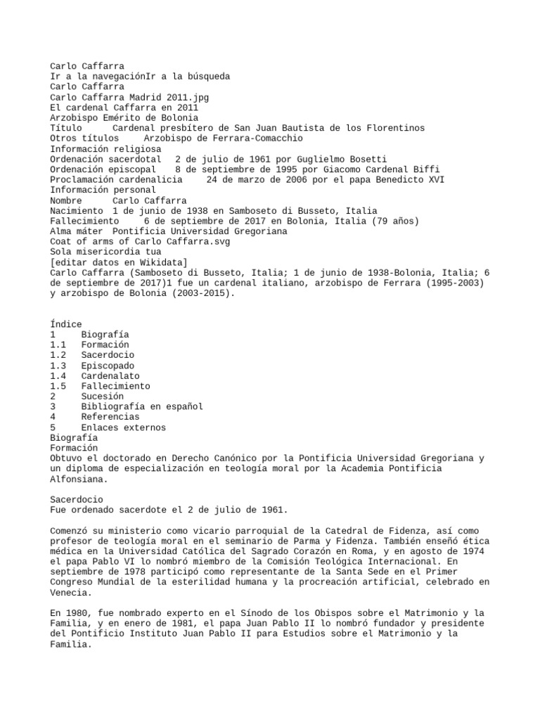 Caffarra | PDF | Religión y espiritualidad