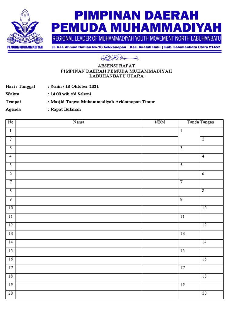 Absensi Rapat PDPM Labura | PDF