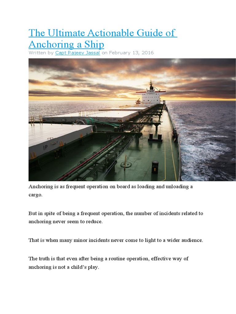 Anchoring Ship | PDF | Anchor | Water Transport