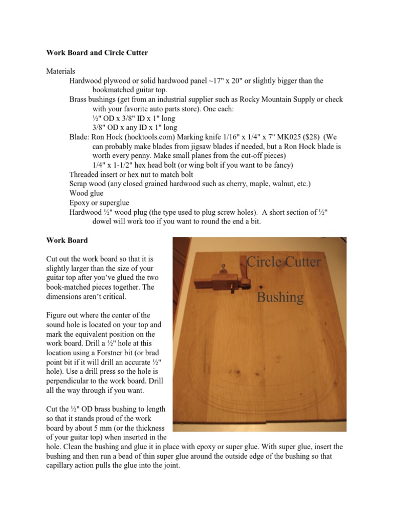 Circle Cutter and Work Board: Instructions for Creating Accurate ...