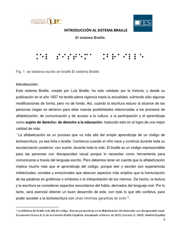 Introduccion Al Sistema Braille | PDF