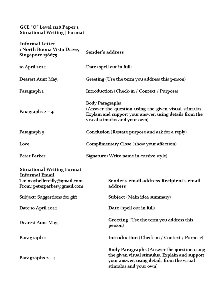 Situational Writing Formats | PDF