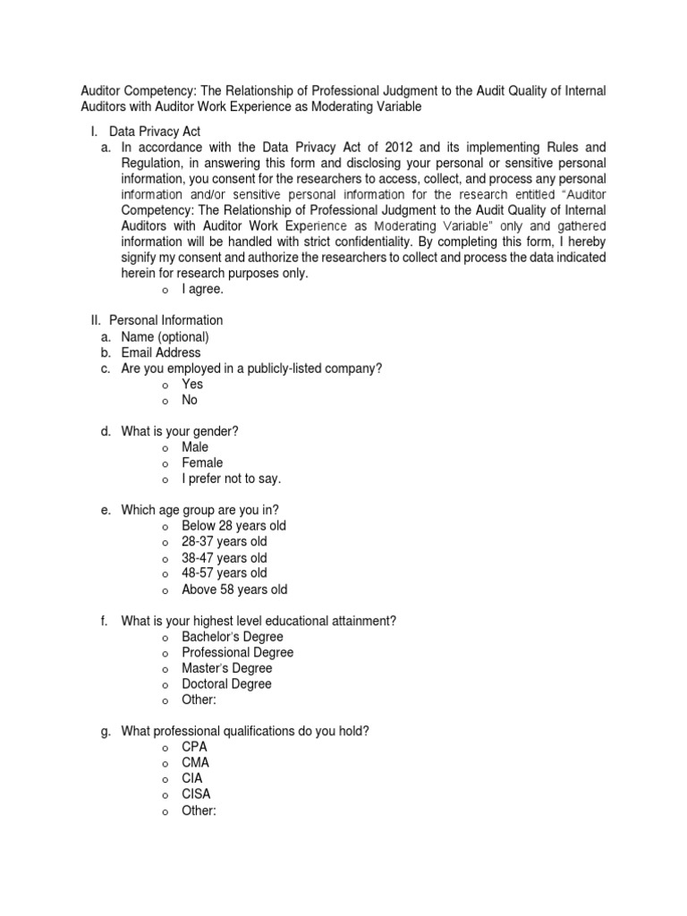 Survey Questionnaire (Updated) | PDF