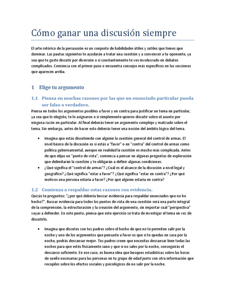 Cómo ganar una discusión eficazmente | PDF | Argumento | Falacia