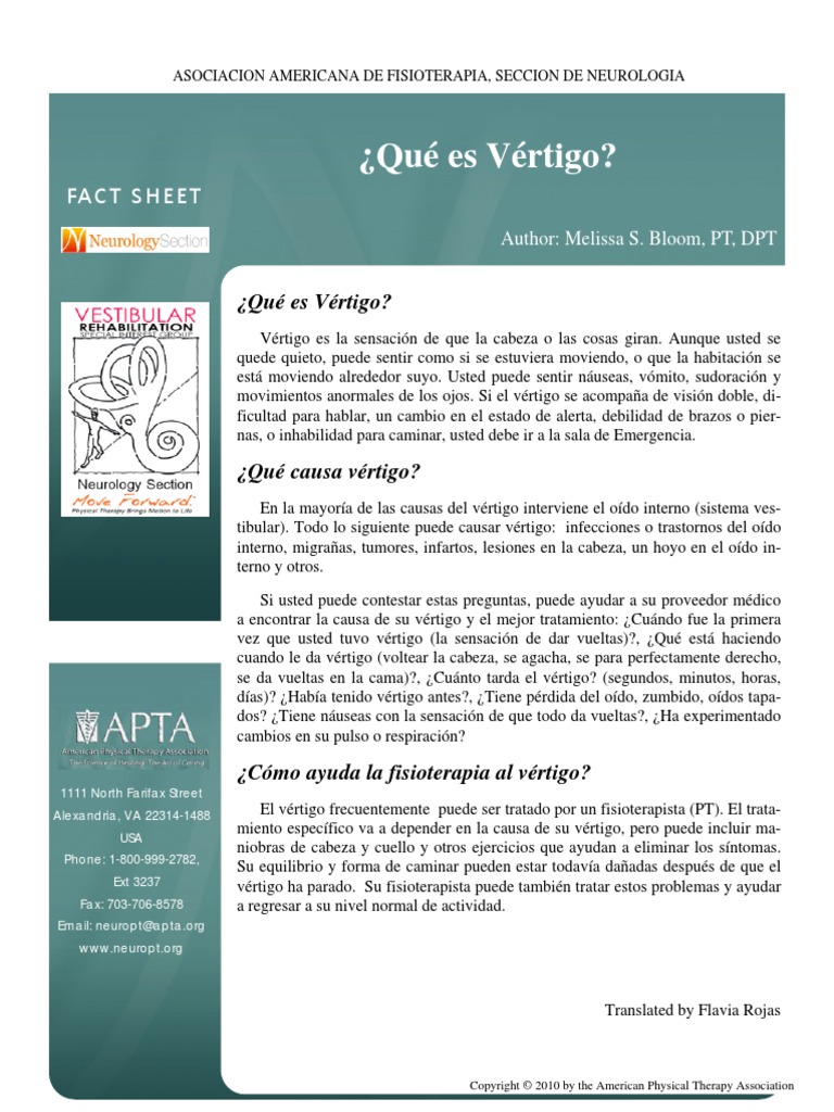 What Is Vertigo Spanish | PDF | Vértigo | Desórdenes neurológicos