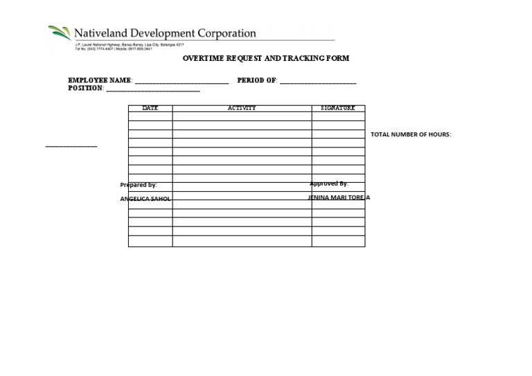 Overtime Request and Tracking Form | PDF