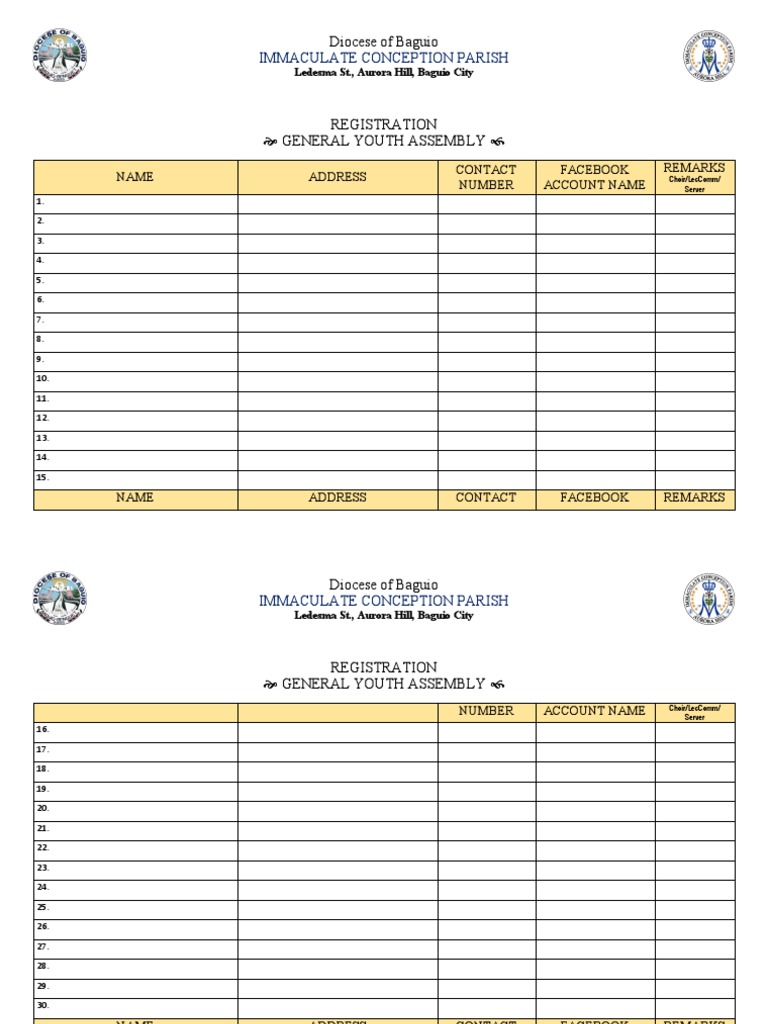 Registration - General Youth Assembly | PDF