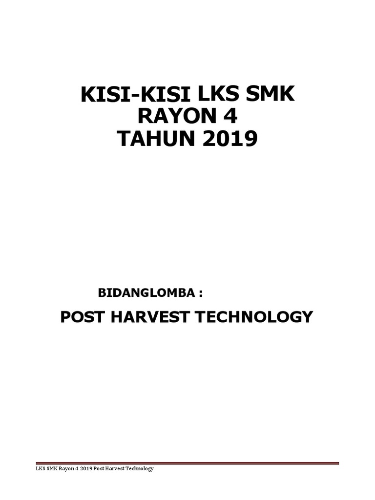 Kisi-Kisi LKS Bidlom Postharvest-2019 | PDF