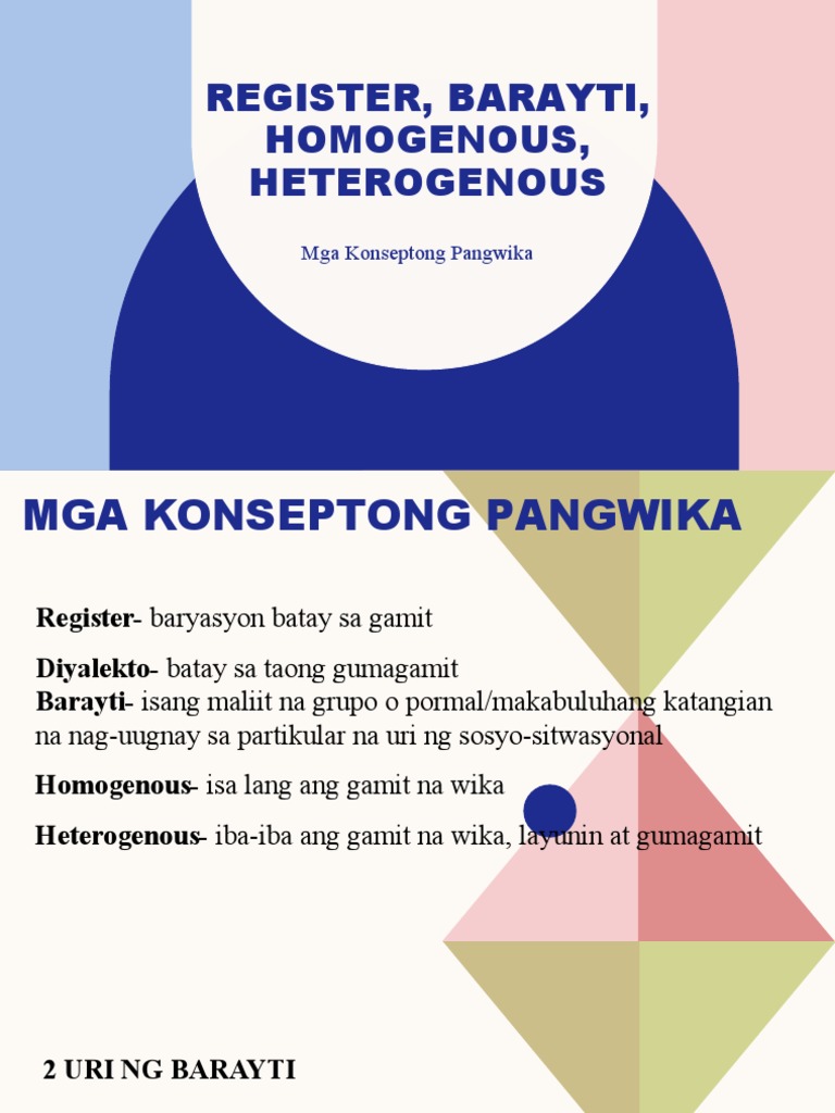 Register, Barayti, Homogenous, Heterogenous | PDF