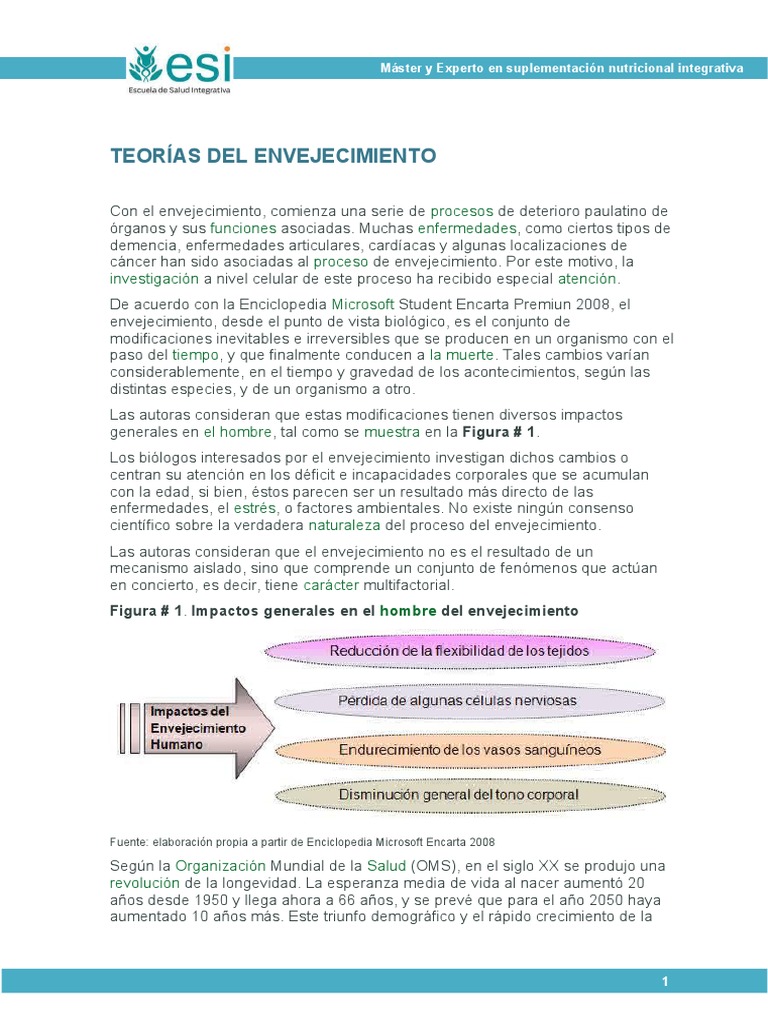 Teorias Del Envejecimiento | PDF | Senectud | Envejecimiento