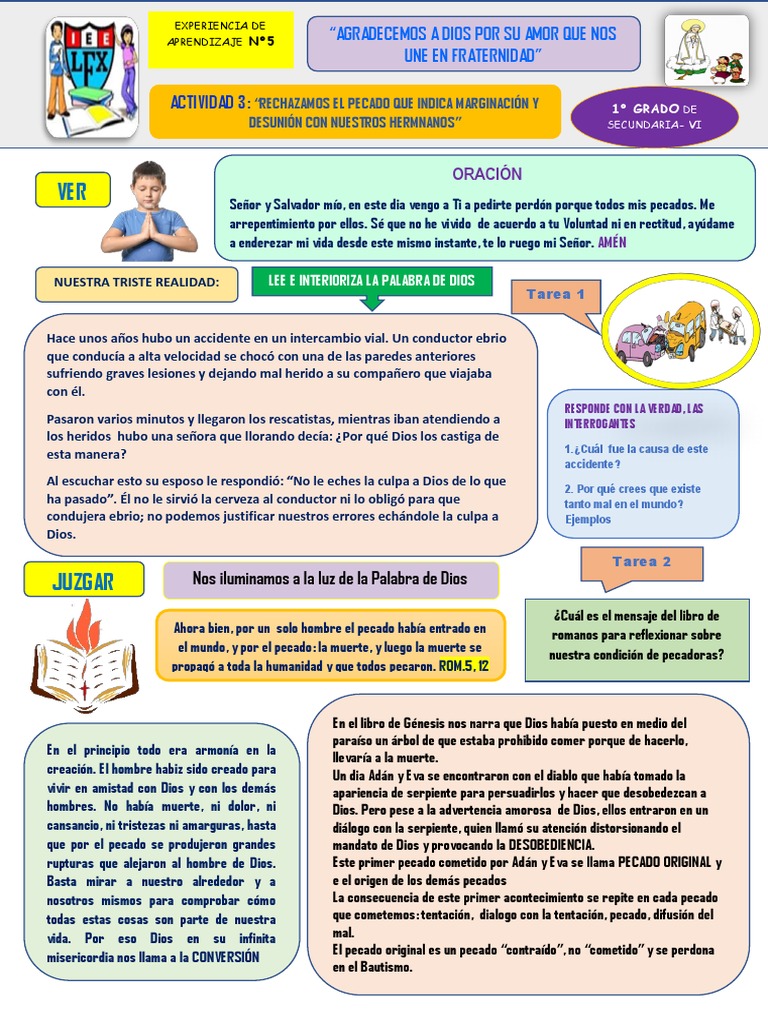 Exp. 5 Act. 3 Primer Año III Bim. | PDF | Pecado | El pecado original