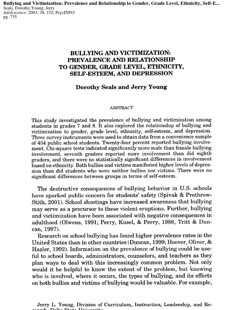 Bullying and Victimization | PDF | Social Science