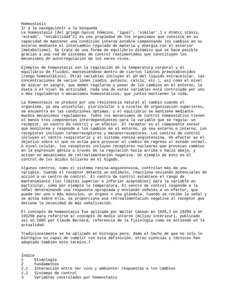 Homeostasis PDF Homeostasis Biolog a