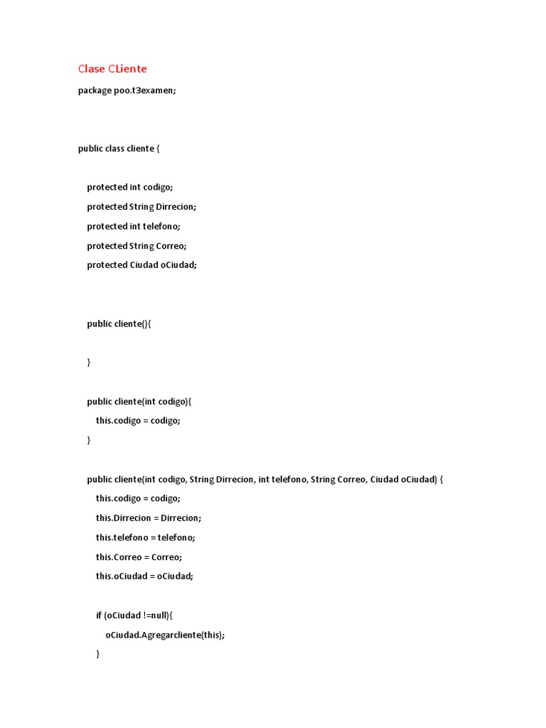 Clase CLiente | PDF | Java (lenguaje de programación) | Plataforma Java