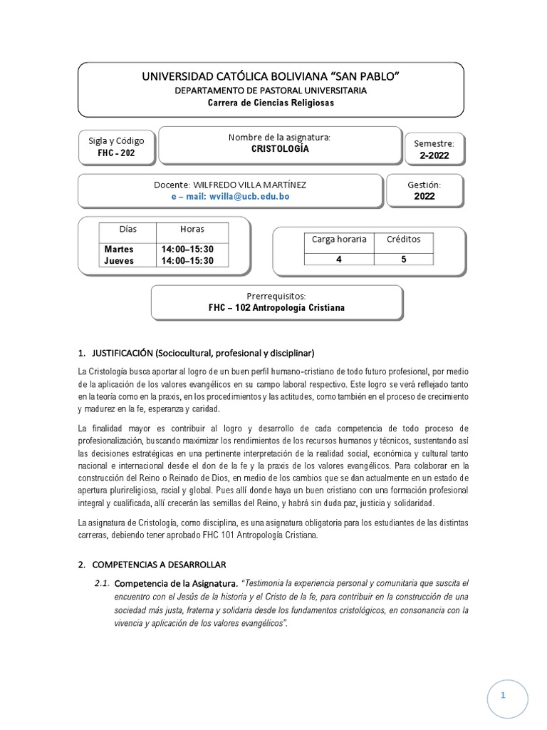 Plan de Asignatura FHC 202 - 2-2022 | PDF