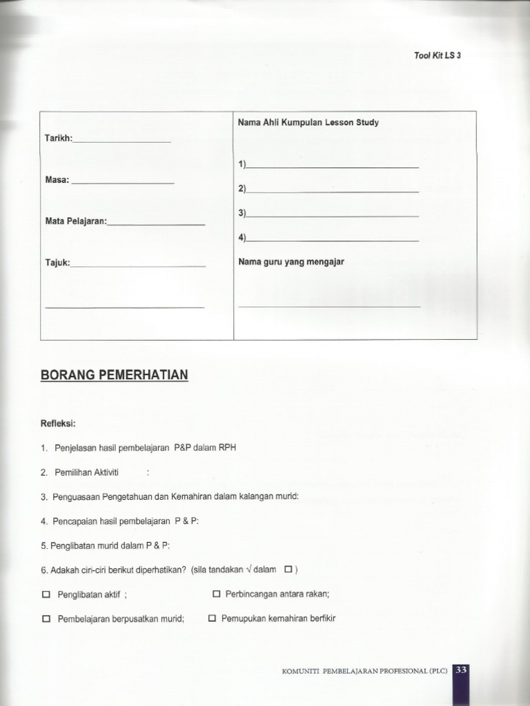 Borang Pemerhatian Lesson Study-2-3 | PDF
