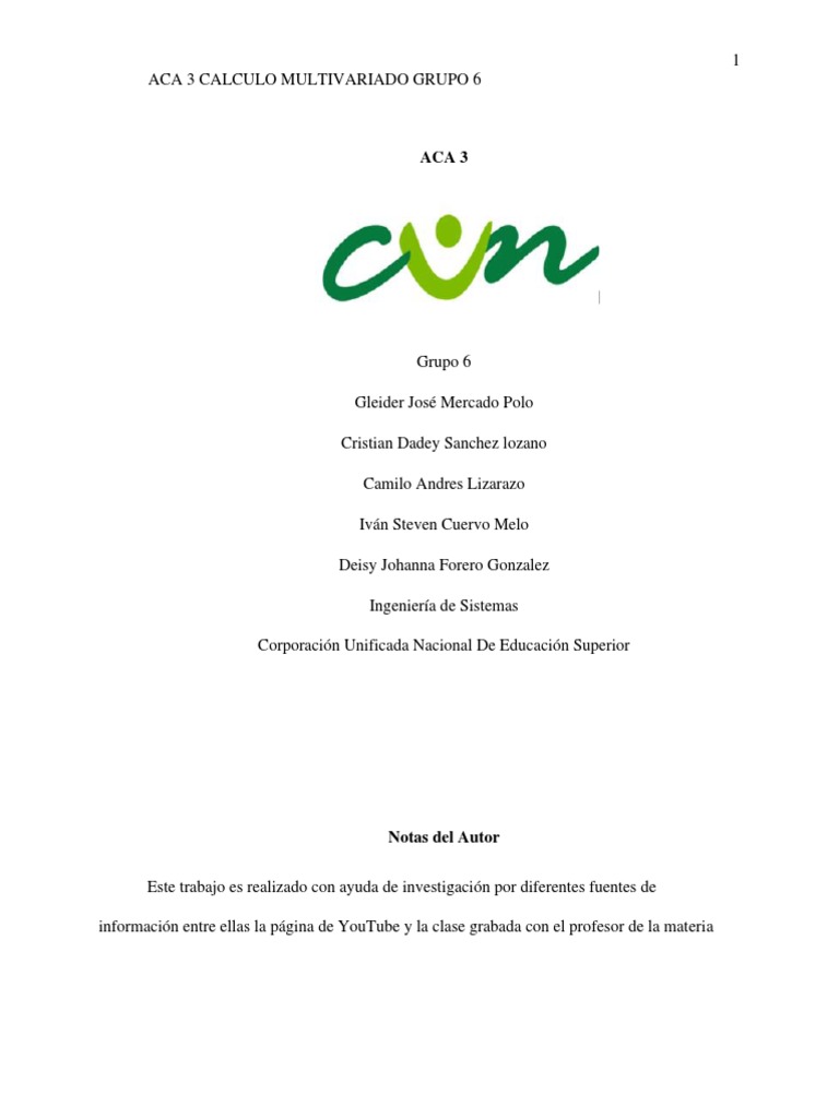 ACA 3 Calculo Multivariado. GRUPO 6 | PDF | Integral | Derivado