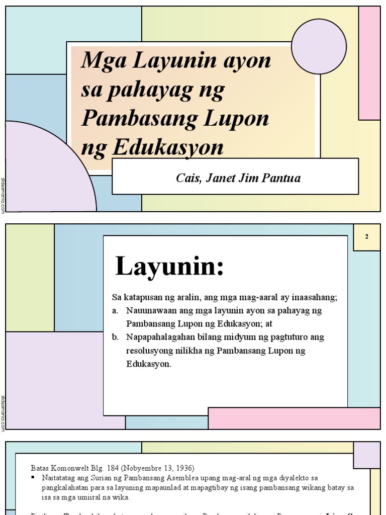 4 Ang Layunin Ayon Sa Pahayag NG Pambansang Lupon NG Edukasyon | PDF