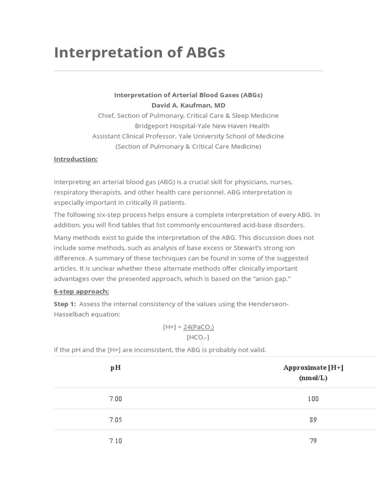 ABG Interpretation: A Six-Step Guide | PDF