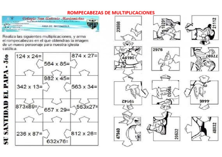 Rompecabezas de Multiplicacion | PDF