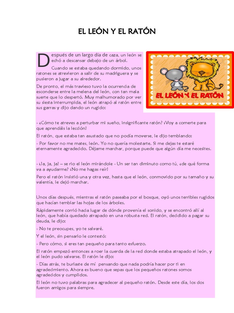 El León y El Ratón | PDF | Libros para adolescentes | Ficción general