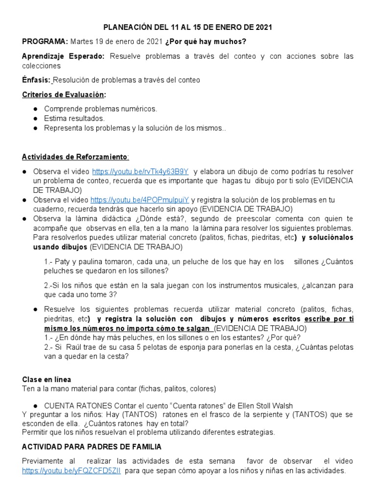 PLAN. Por Qué Hay Muchos. 11-15 ENERO | PDF