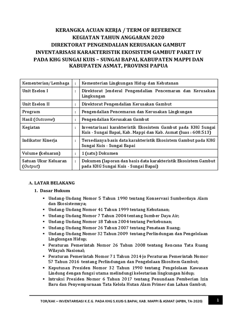 Paket IV TOR Inventarisasi KHG KuisBapai Kab Mappi Asmat | PDF