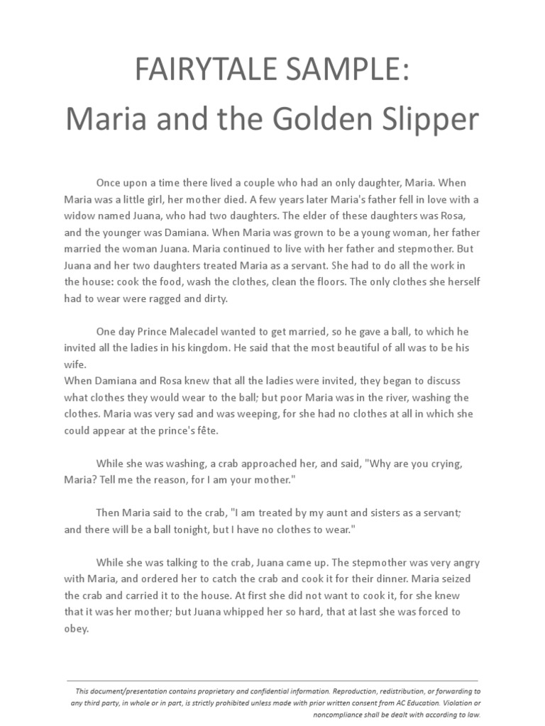 Maria and The Golden Slipper | PDF