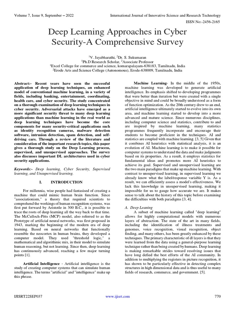 Deep Learning Approaches in Cyber Security-A Comprehensive Survey | PDF ... Deep Learning Approaches in Cyber Security-A Comprehensive Survey | PDF ...