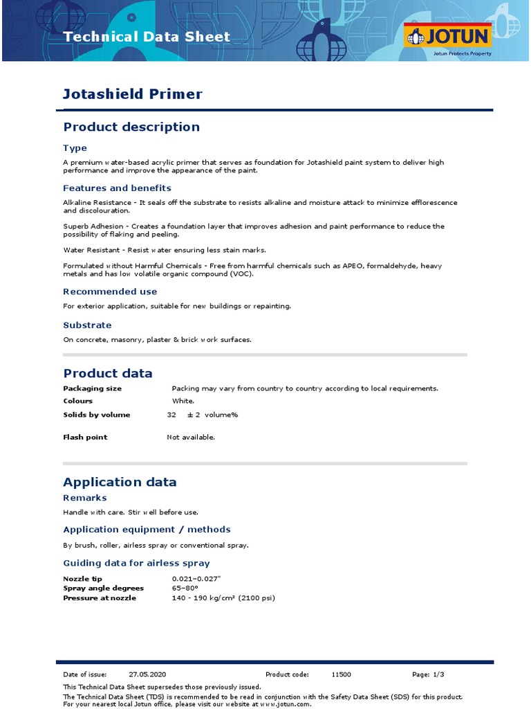 Jotashield Primer | PDF | Paint | Ventilation (Architecture)