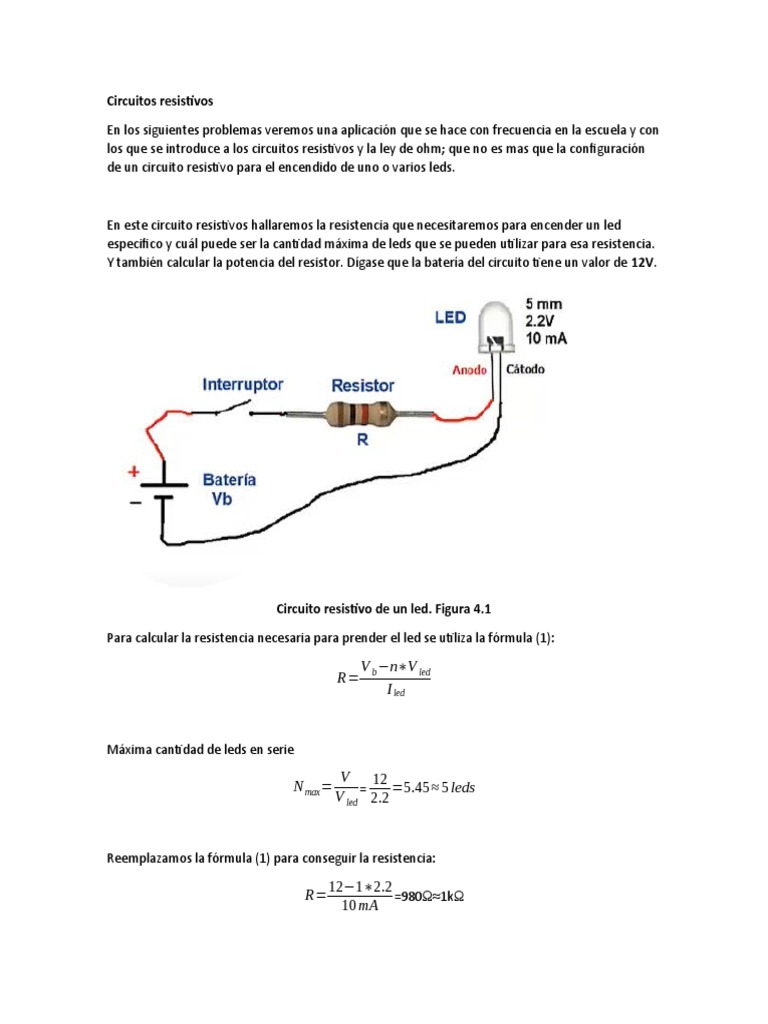 Circuitos Resistivos | PDF | Diodo emisor de luz | Resistencia Eléctrica y Conductancia