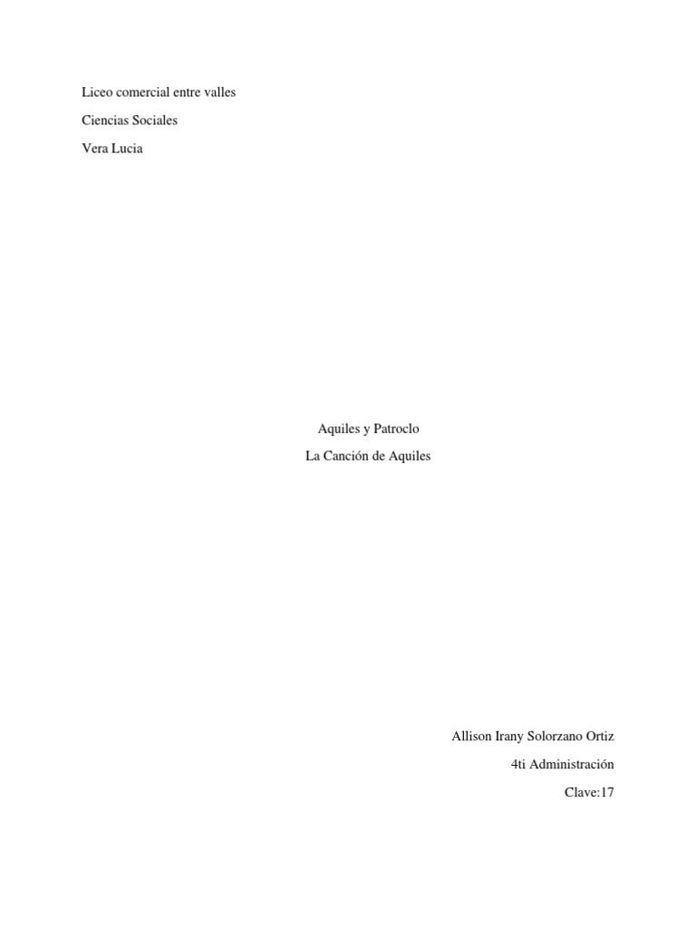 Aquiles y Patroclo: Amistad y Amor | PDF