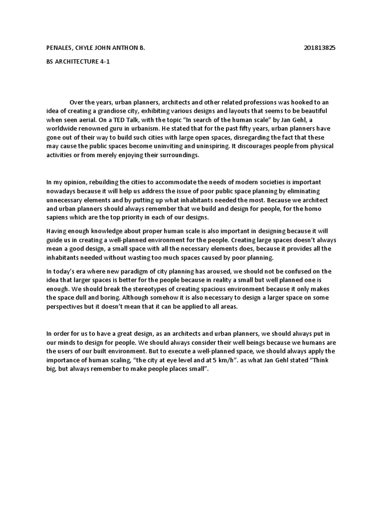 In Search of The Human Scale by Jan Gehl | PDF | Urban Planning