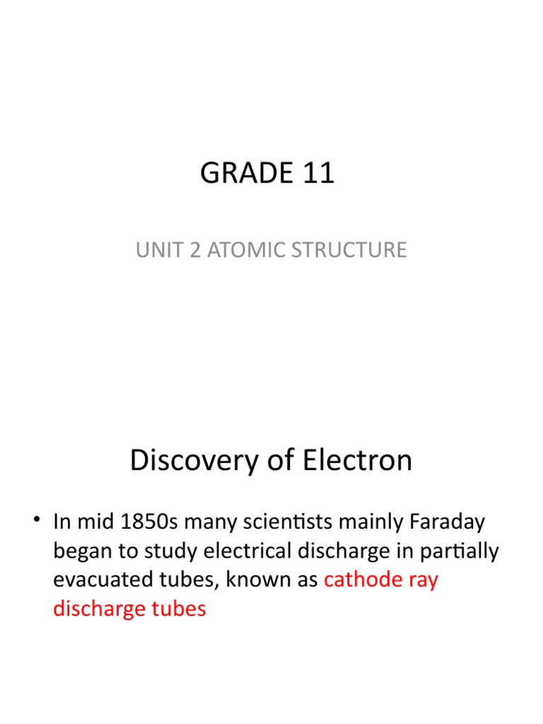 Grade 11 Chem Atomic Structure 3 | PDF | Electron | Anode