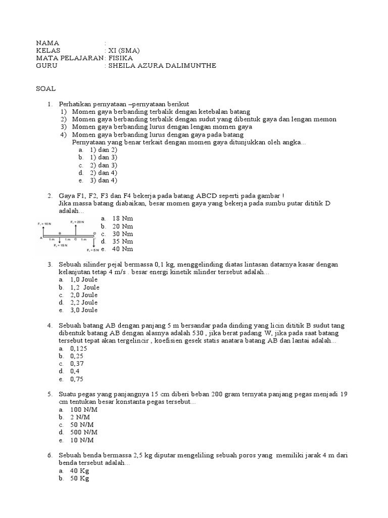Soal Fisika Xi | PDF