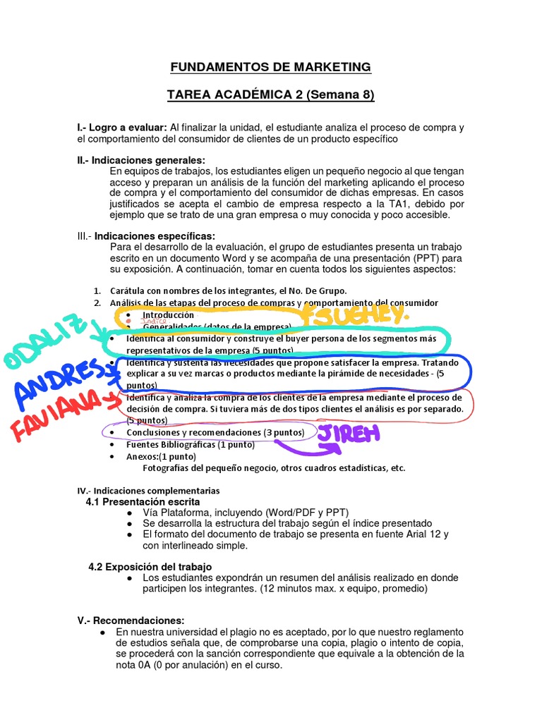 Indicaciones Ta2 Fundamenos de Marketing | PDF | Marketing | Comportamiento