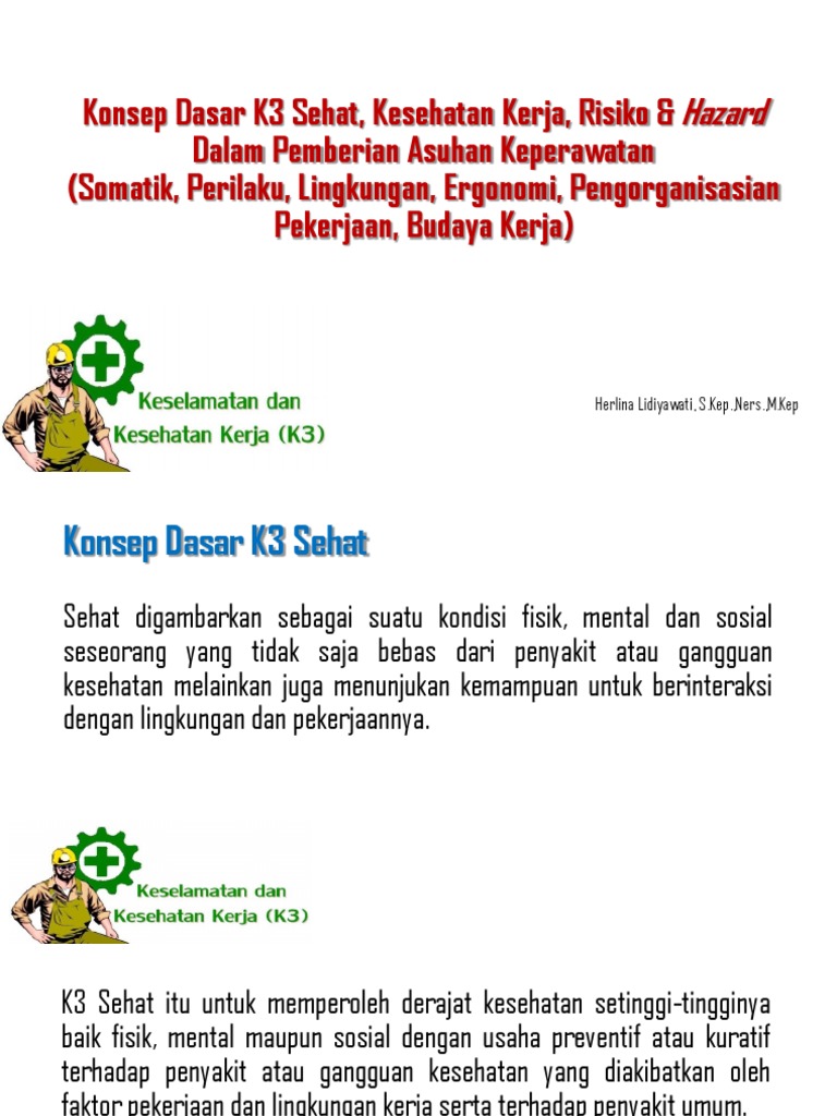 Konsep Dasar K3 Sehat, Kesehatan Kerja | PDF