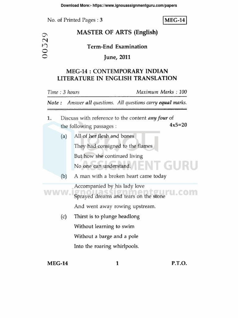 MEG 14 Previous Year Question Papers by Ignouassignmentguru 1 | PDF | Language Arts & Discipline
