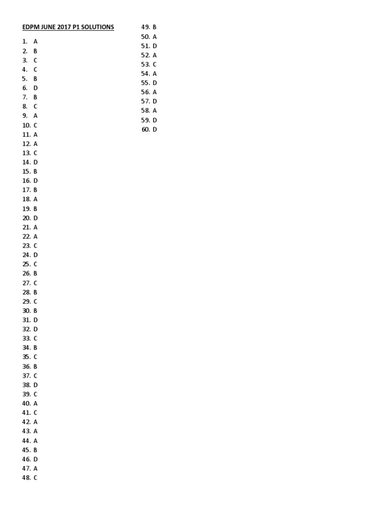 EDPM June 2017 Paper 1 Solutions | PDF