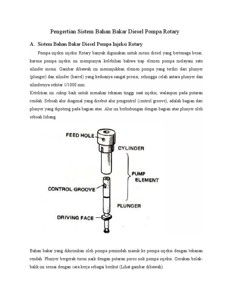 Pengertian Sistem Bahan Bakar Diesel Pompa Rotary | PDF