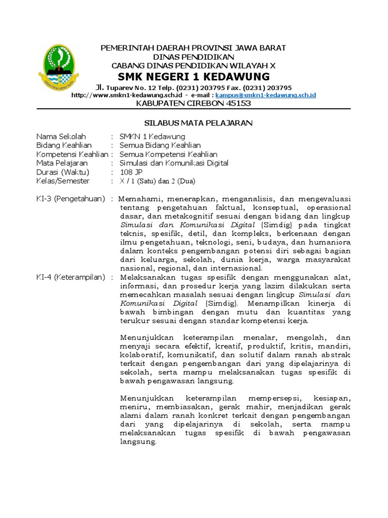 Silabus Simkomdig 2020 | PDF