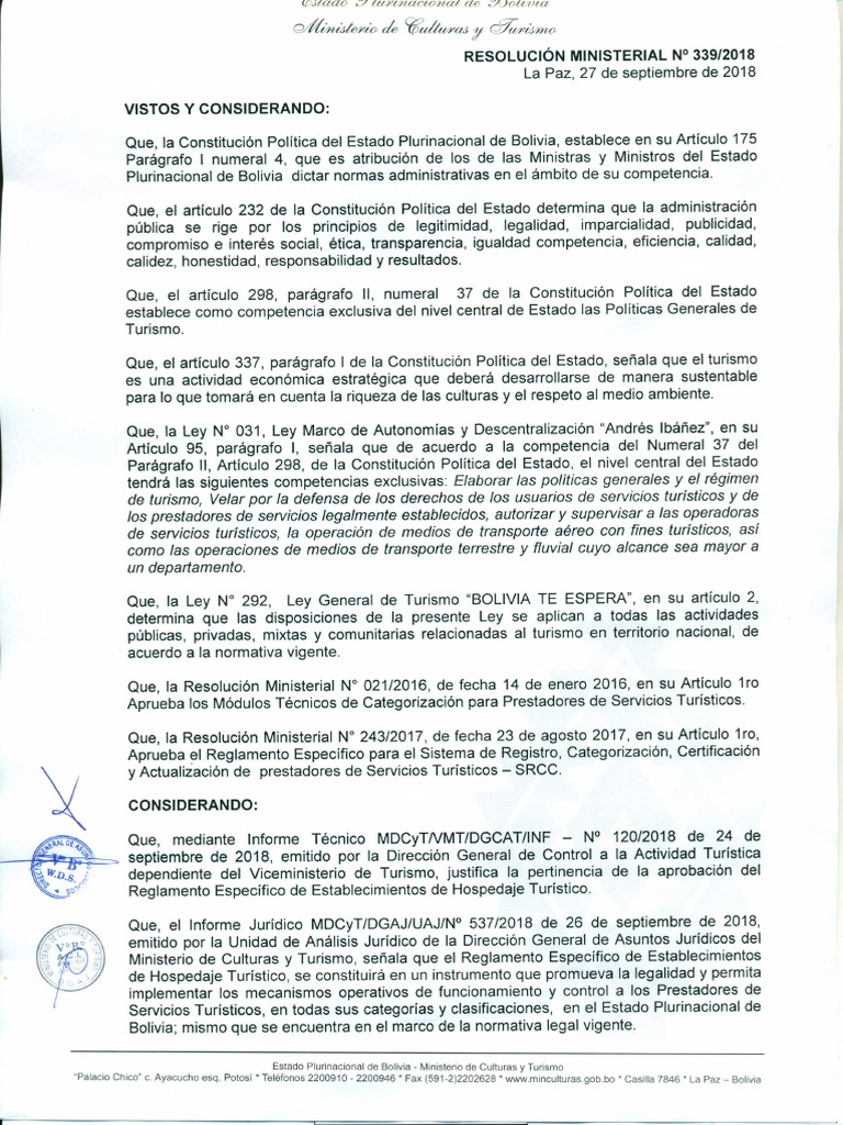 Resol Ministerial 339-2018 | PDF