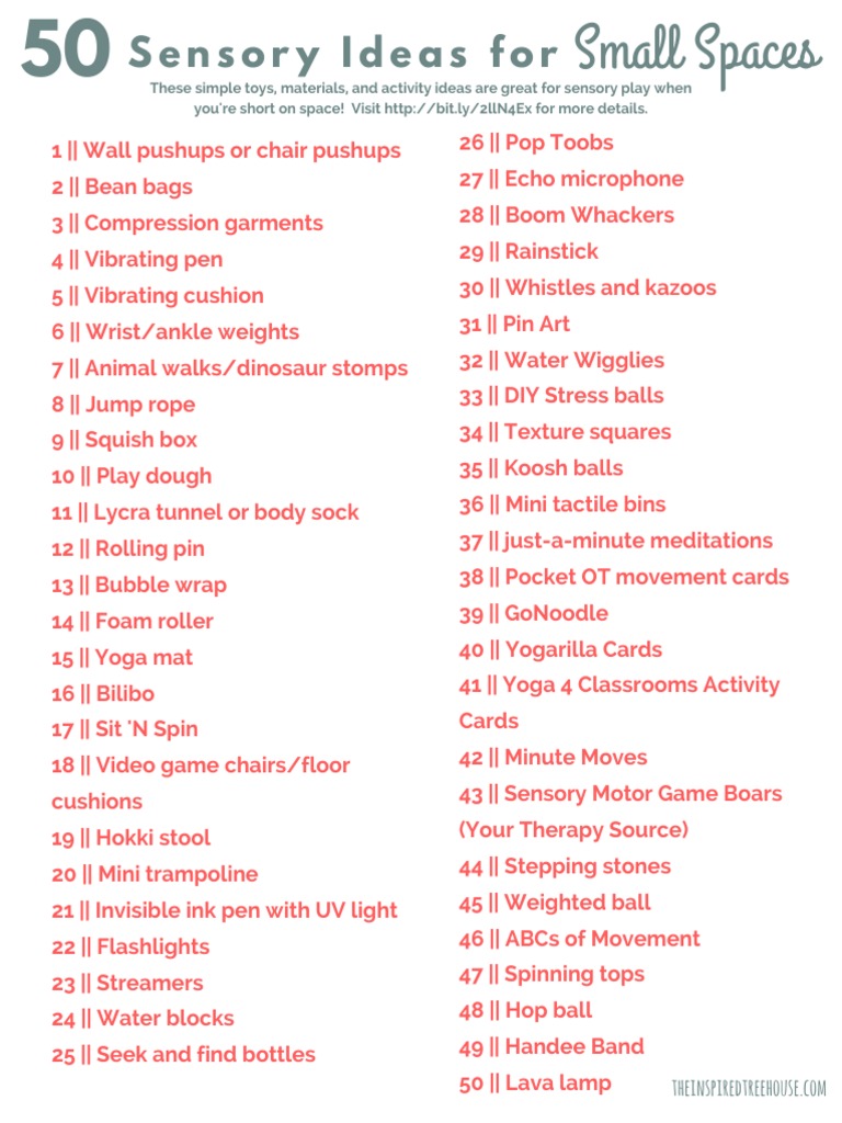Sensory Ideas For Small Spaces | PDF