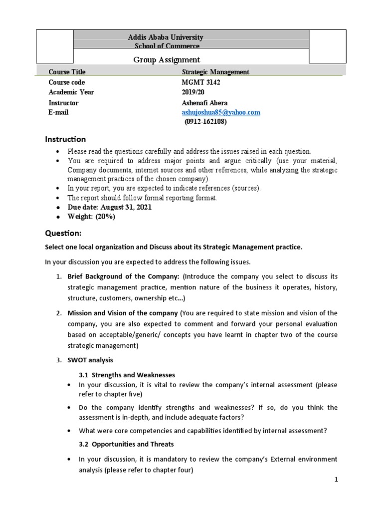 Group Assignment Sm Pdf Strategic Management Cognition