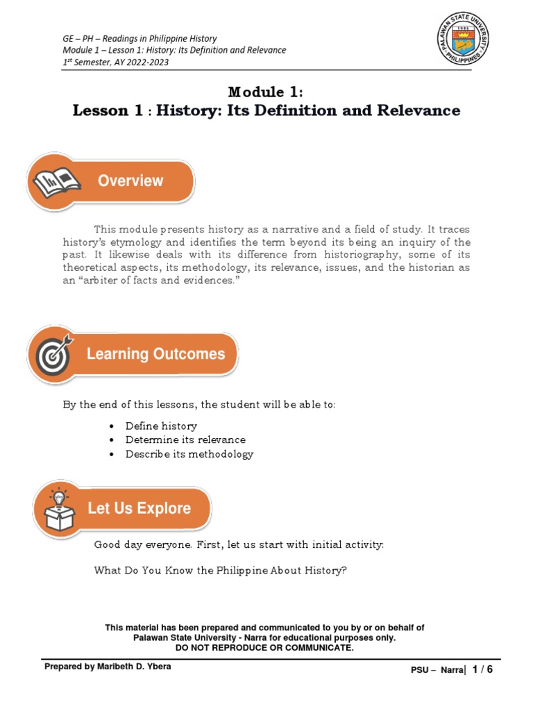 Module 1 - L1 - History | PDF | Historiography | Historian