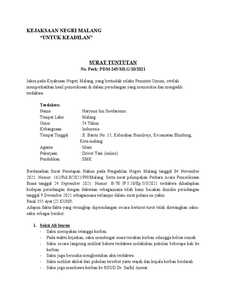 Contoh Surat Tuntutan | PDF