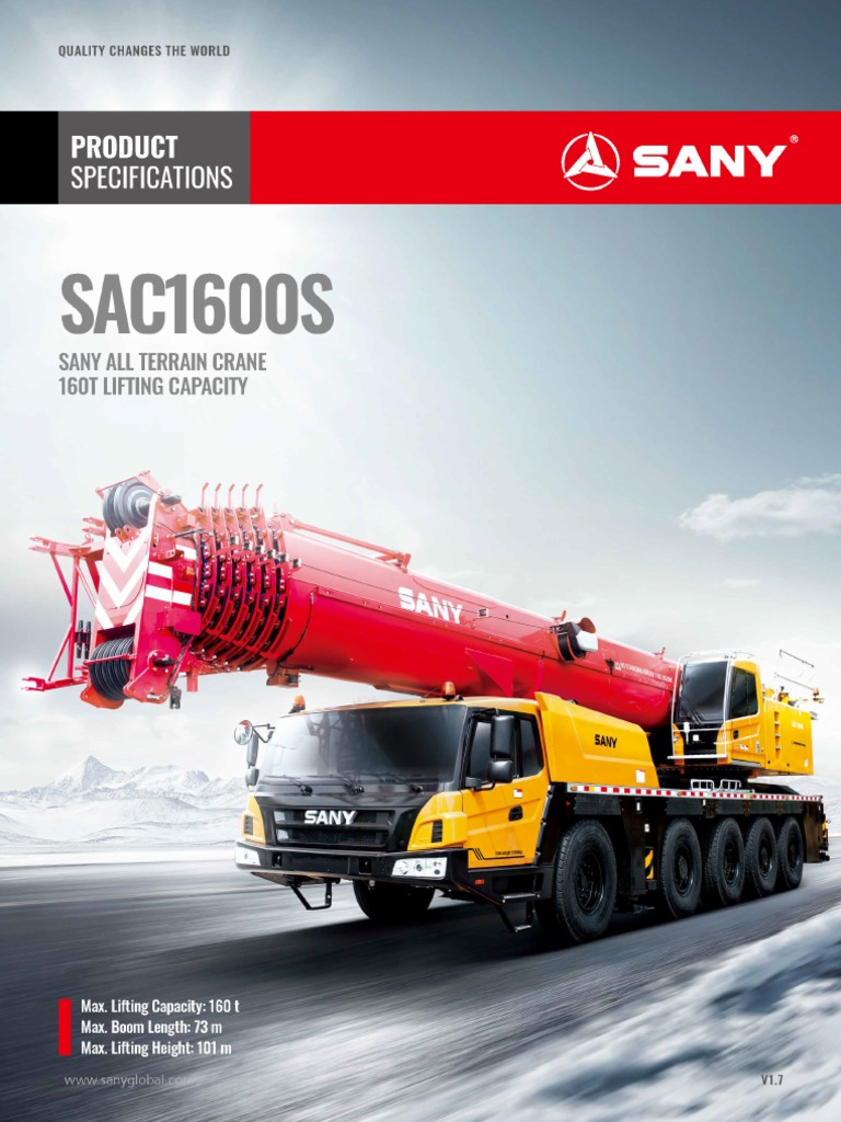 Sany Crane-Brochure SAC1600S | PDF | Crane (Machine) | Pump