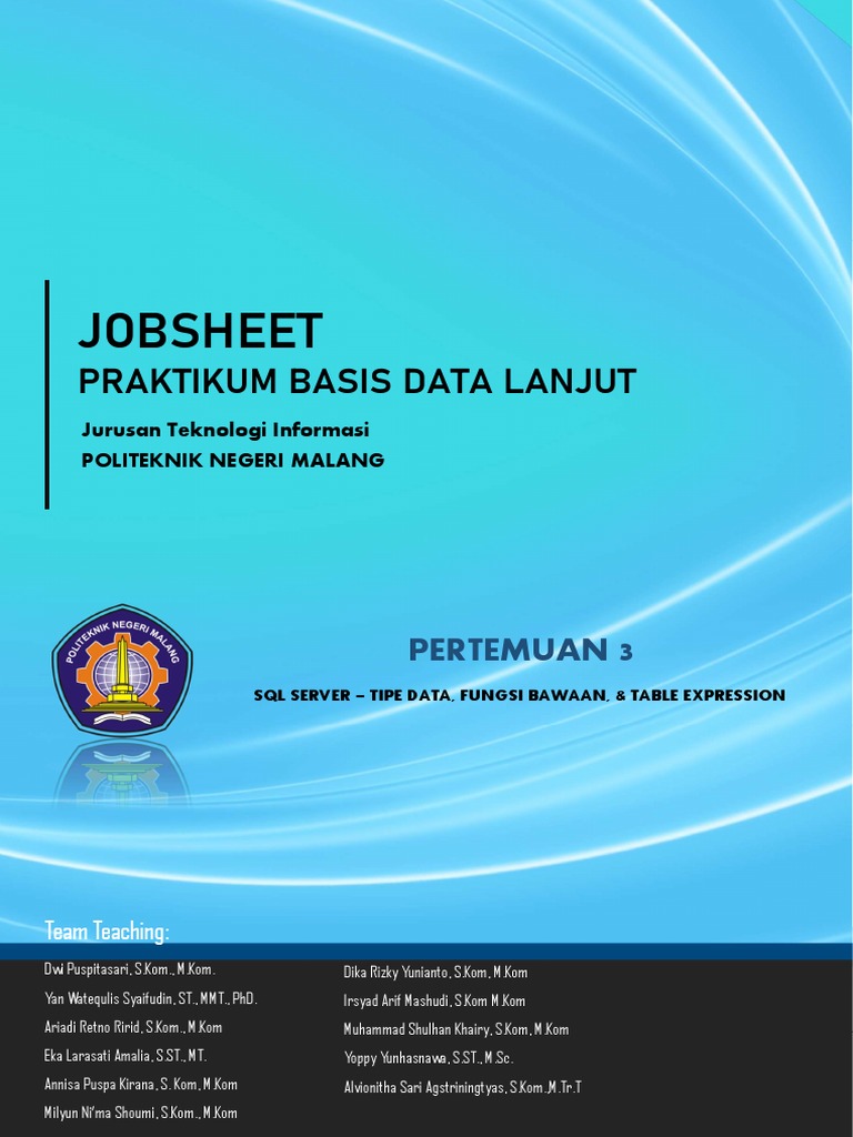 P3 - Jobsheet - Tipe Data, Fungsi Bawaan, TE | PDF