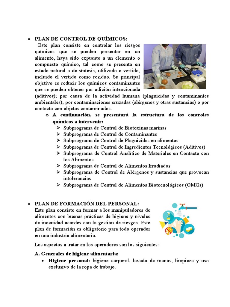 Plan de Control Químico y Formación de Personal | PDF | Alimentos ...